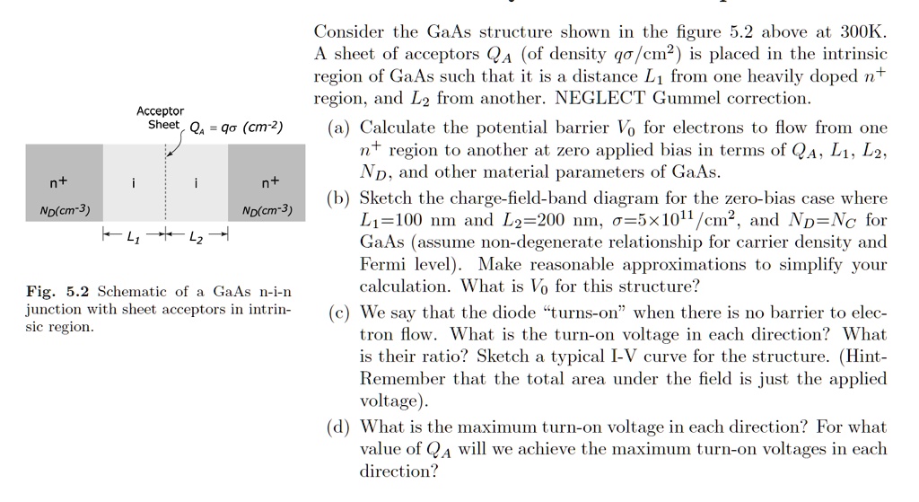 consider the gaas structure shown in the figure 52 above at 300k a ...