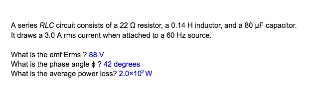 a series rlc circuit consists of a 22 0 resistor 014 h inductor and 80 ...