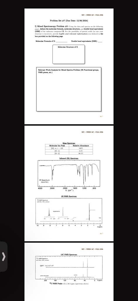 riu chem 14c fall 2024 problem set 7 due date 12062024 i mixed spectroscopy problem 1 using the ...