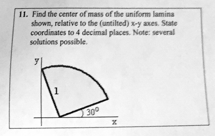 11. Find the center of mass of the uniform lamina shown,...