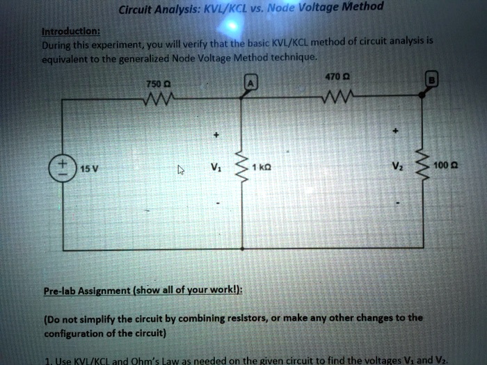 SOLVED: Use the node voltage method on the given circuit to directly find the voltages V1 and V2 ...