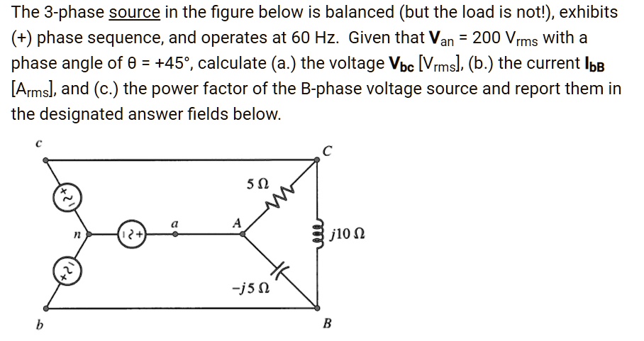 SOLVED: The 3-phase source in the figure below is balanced (but the ...