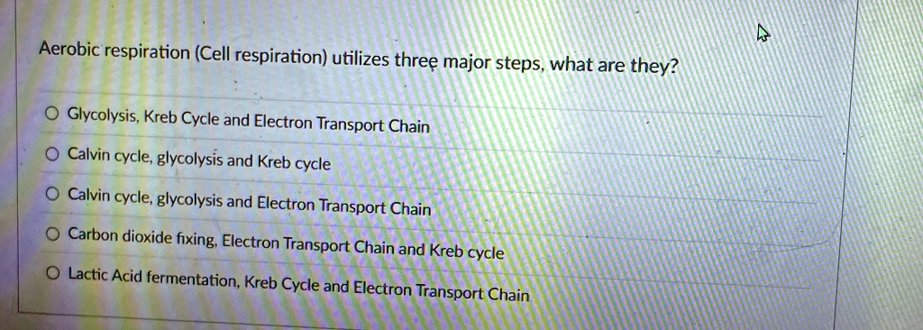 aerobic respiration cell respiration utilizes three major steps what ...