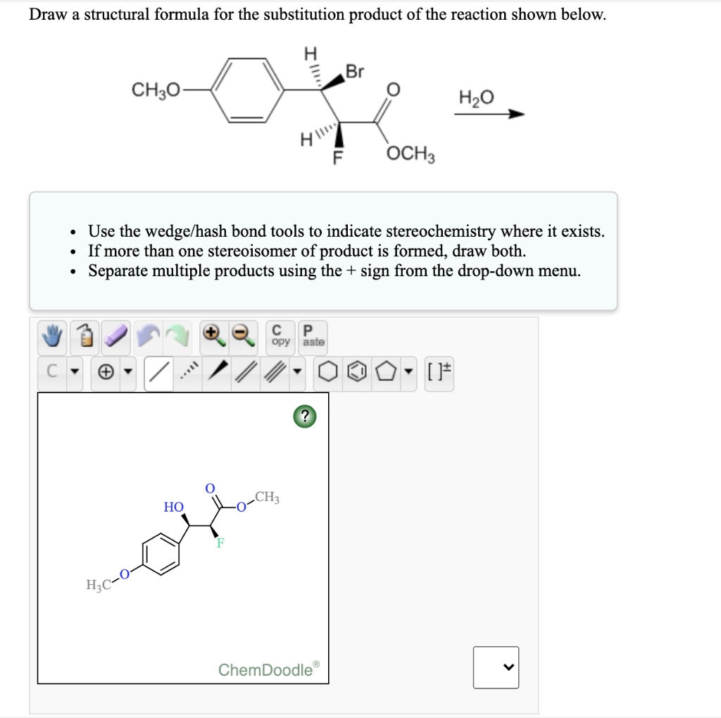 SOLVED: Draw a structural formula for the substitution product of the ...