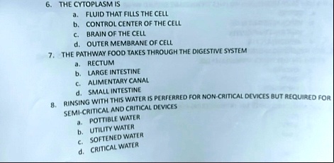 6 the cytoplasm is a fluid that fills the cell b control center of the ...