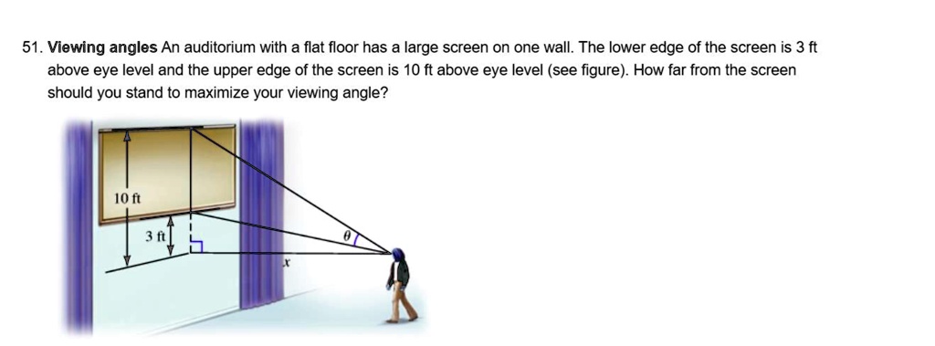 51 viewing angles an auditorium with a flat floor has a large screen on ...
