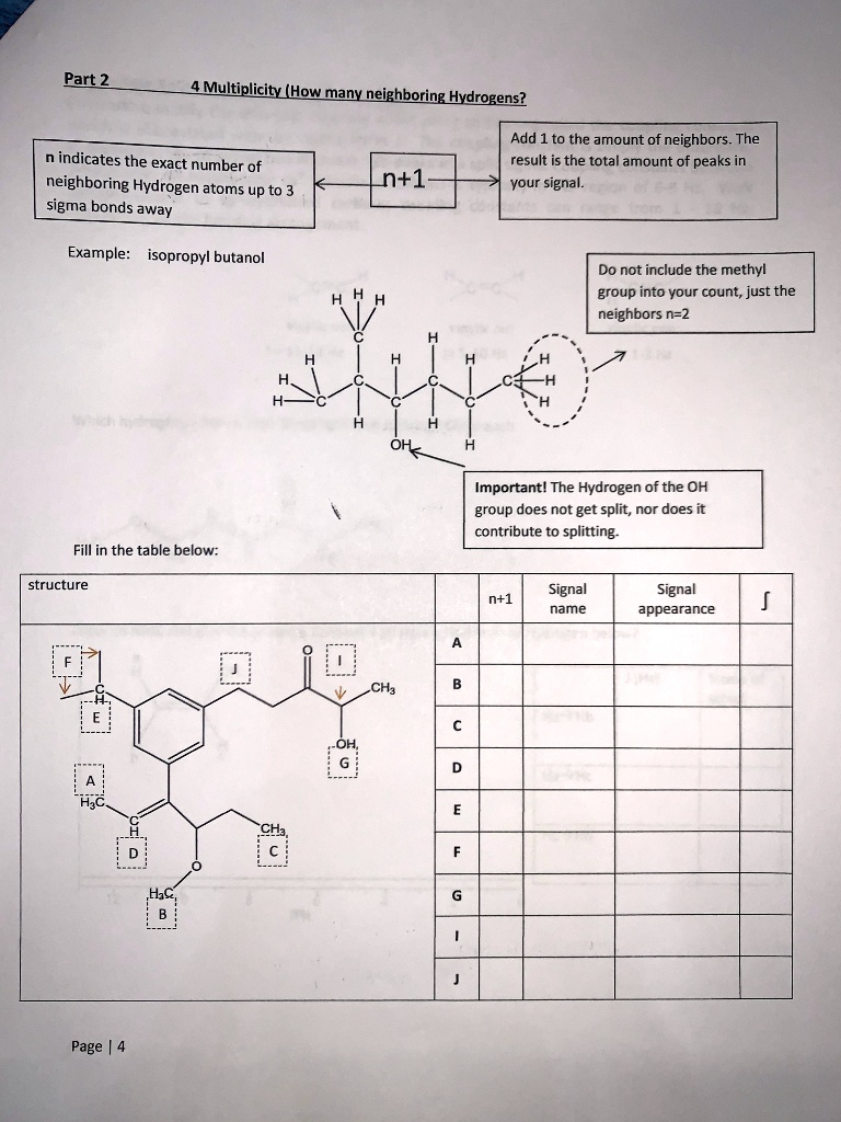 SOLVED: Part Multiplicity (How many neighboring Hydrogens? Add 1 to the ...