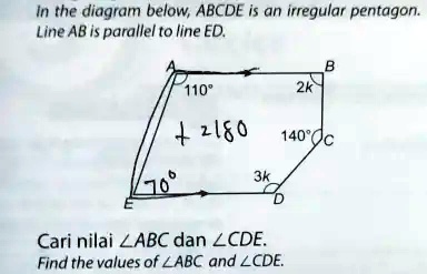 SOLVED: The diagram below shows an irregular pentagon ABCDE. Line AB is ...