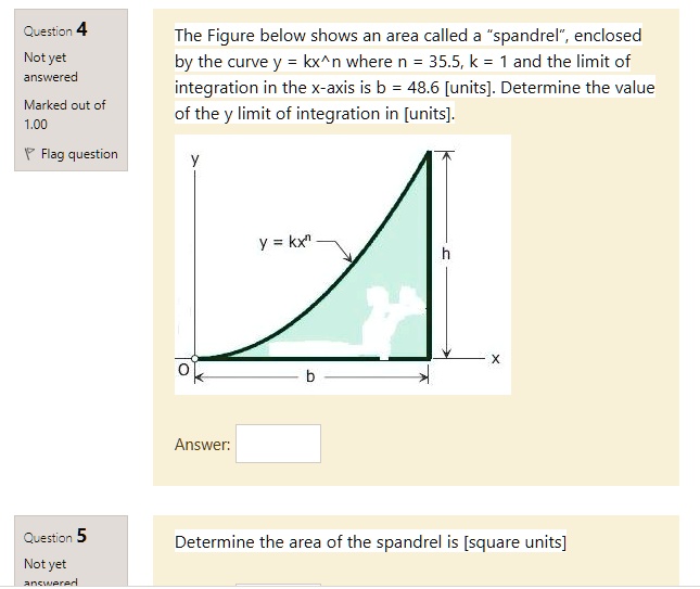 SOLVED: The Figure below shows an area called a "spandrel", enclosed by ...