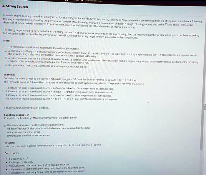 Solved 3 String Search Characters At Index Order Are Removed From The String Source While