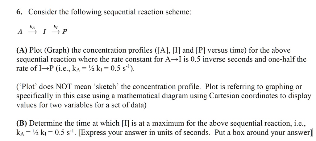 SOLVED: Consider the following sequential reaction scheme: A â†’ I â ...