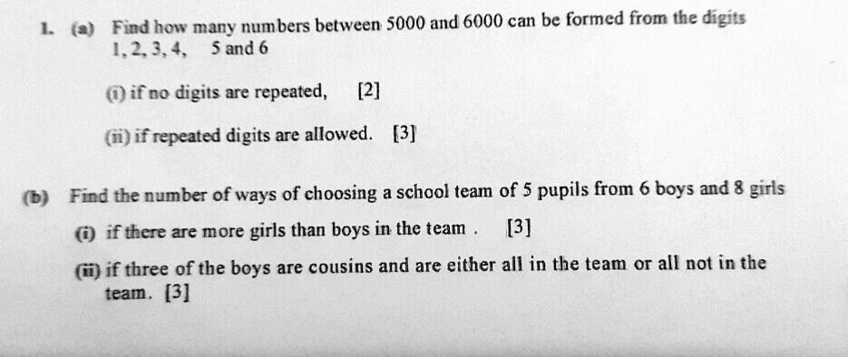 1. (a) Find how many numbers between 5000 and 6000 can be...