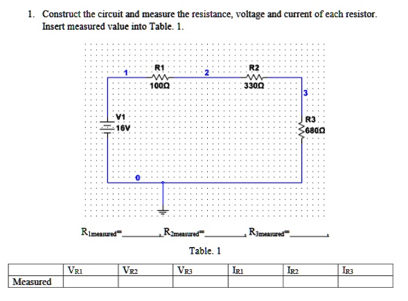 1. Construct the circuit and measure the resistance, voltage and current of each resistor ...