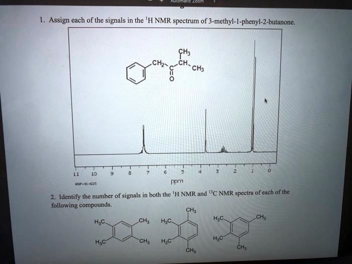 SOLVED: Assign each of the signals in the 'H NMR spectrum of 3-methyl-1 ...