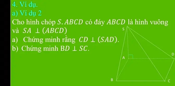 SOLVED: 4. VÃ­ dá»¥. a) VÃ­ dá»¥ 2. Cho hÃ¬nh chÃ³p S.ABCD cÃ³ Ä‘Ã¡y ABCD lÃ hÃ¬nh vuÃ´ng vÃ SA ...