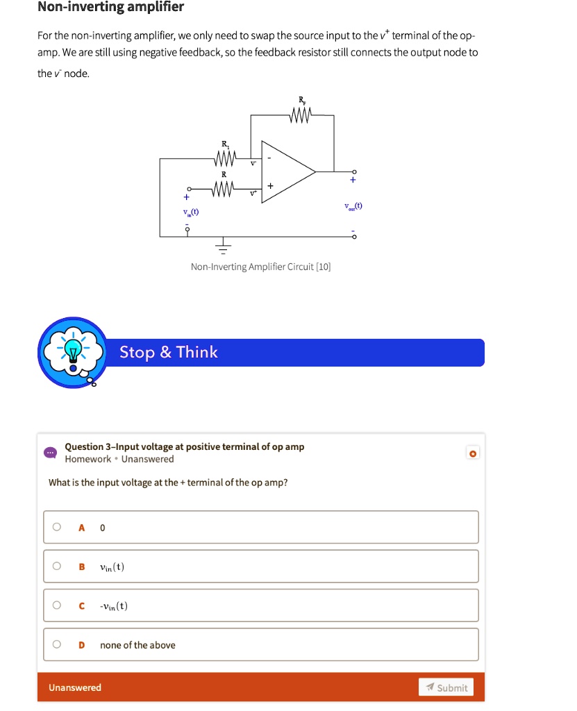 SOLVED: Non-inverting amplifier For the non-inverting amplifier, we ...