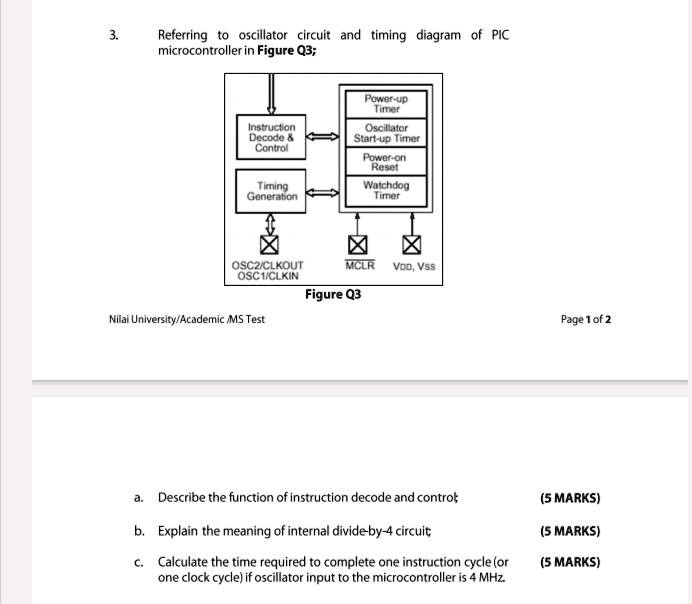 SOLVED: question a, d,and c... microcontroller 3. Referring to oscillator circuit and timing ...