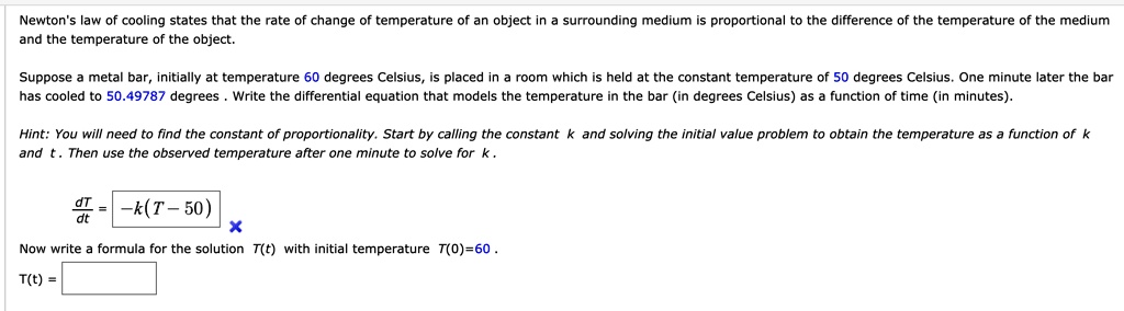 newton law of cooling states that the rate of change temperature of an ...