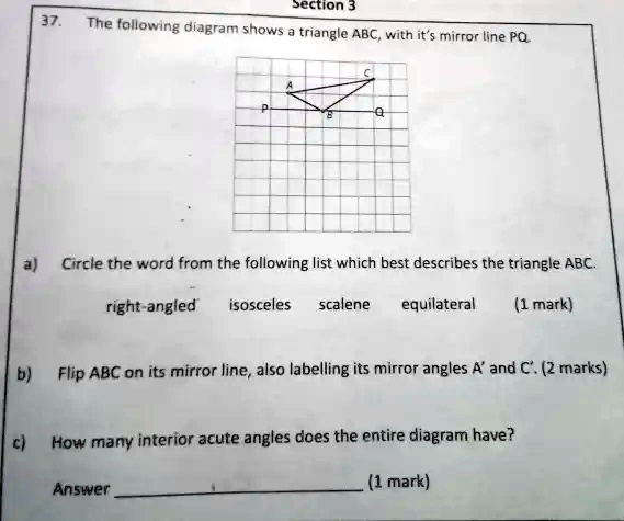 SOLVED: section 3 The following diagram shows triangle ABC with it ...