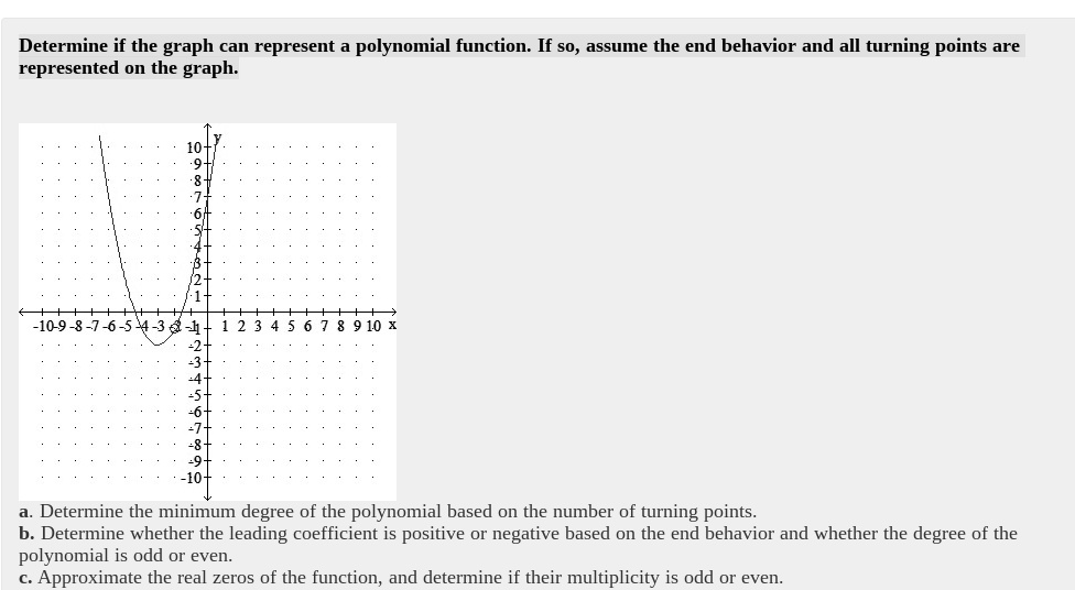 SOLVED: Determine if the graph can represent a polynomial function. If ...
