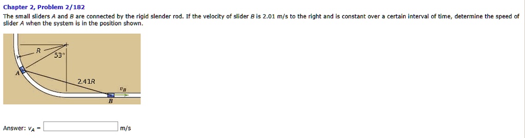 SOLVED: !Help The small sliders A and B are connected by the rigid slender rod. If the velocity ...