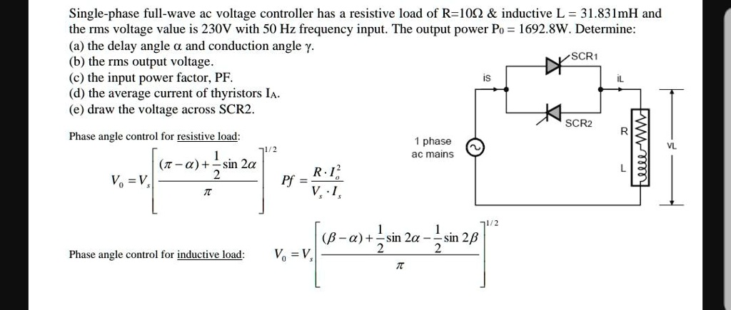 SOLVED: Single-phase full-wave ac voltage controller has a resistive ...