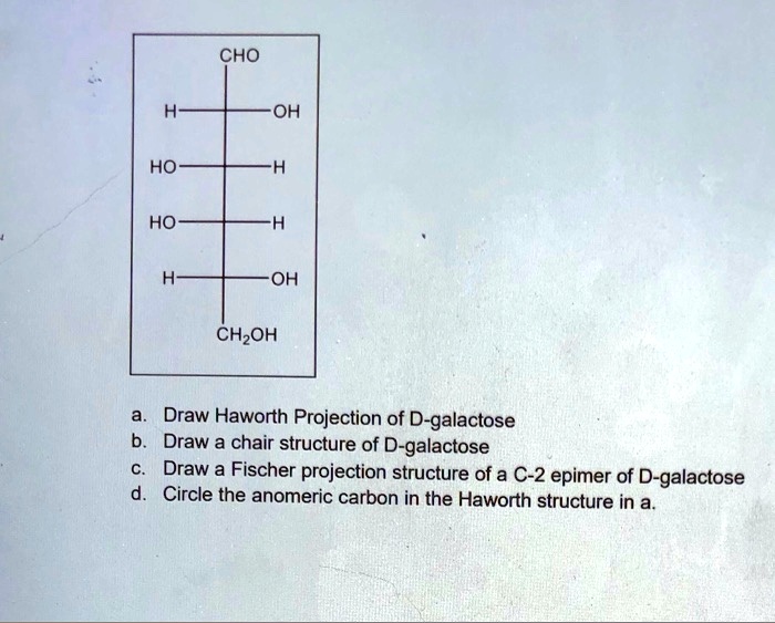 cho oh ho ho oh chzoh draw haworth projection of d galactose draw a ...