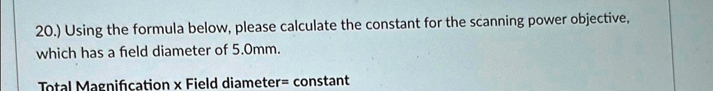 20.) Using the formula below, please calculate the constant for the ...