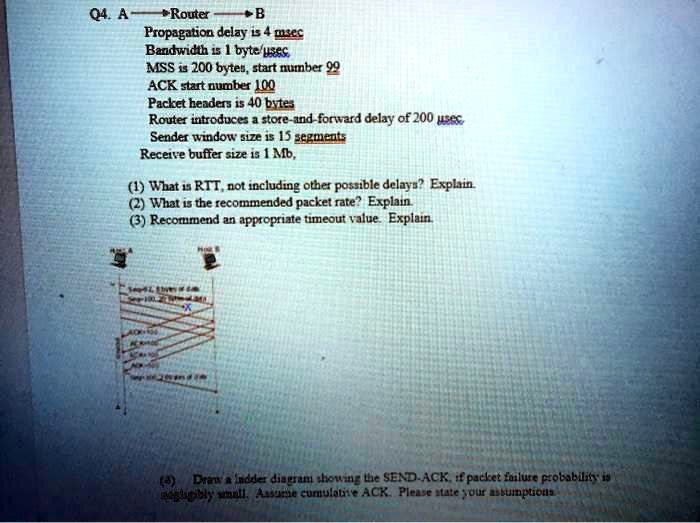 SOLVED: Q4. A Router B Propagation delay is 4 msec. Bandwidth is 1 byte ...