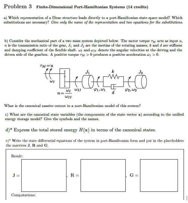 Solved Problem 3 Finite Dimensional Port Hamiltonian Systems 14 Credits A Which