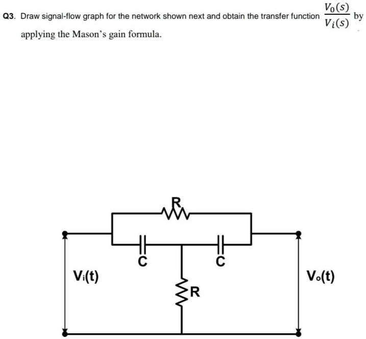 SOLVED: Draw a signal-flow graph for the network shown below and obtain the transfer function Vo ...