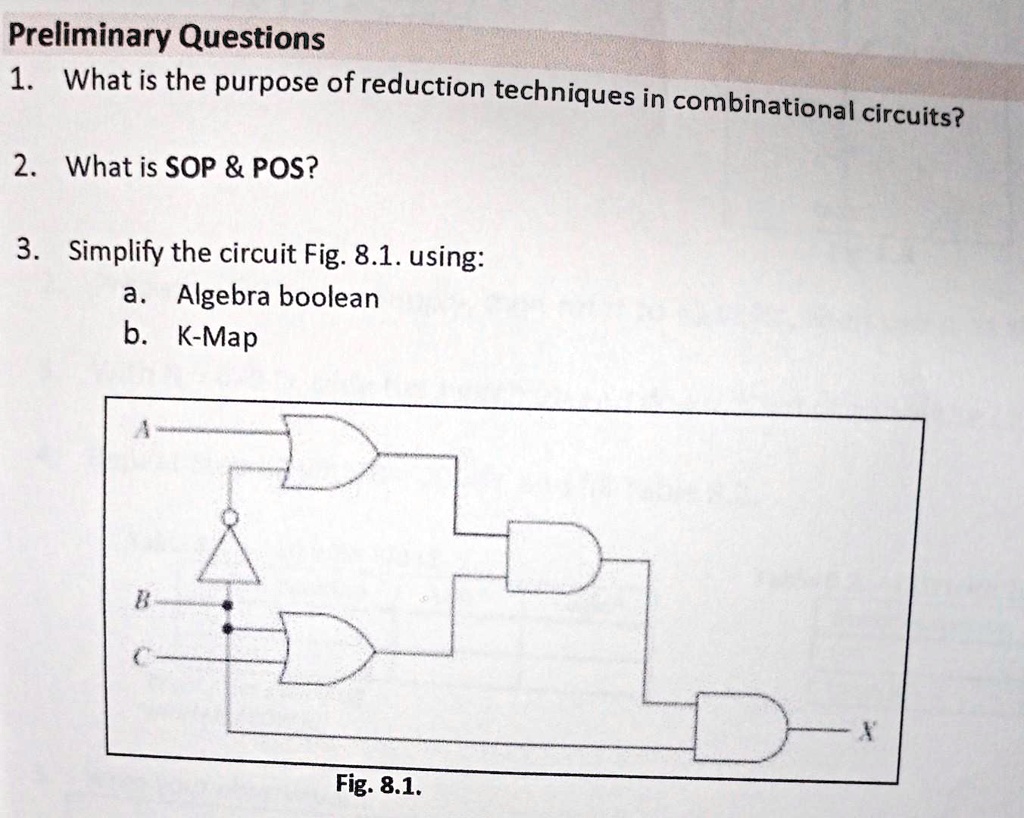 Preliminary Questions 1. What is the purpose of reduction techniques in combinational circuits ...