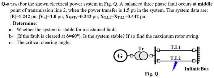 SOLVED: For the shown electrical power system in Fig.Q, a balanced ...
