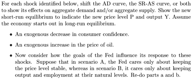 SOLVED: ****SHOW GRAPH **** For each shock identified below, shift the ...