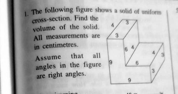 SOLVED: The following figure shows a solid of uniform cross section ...