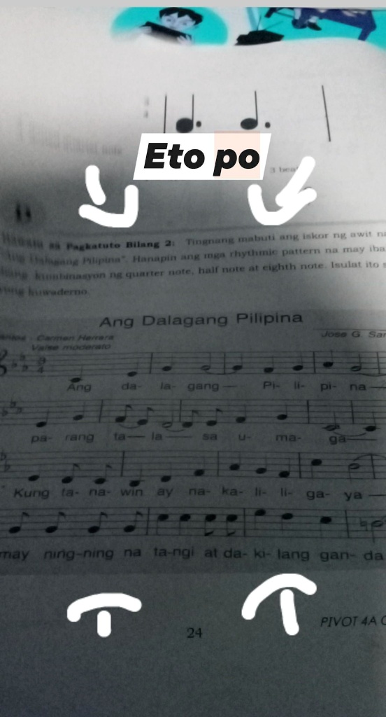 SOLVED: Gawain sa Pagkatuto Bilang 2: Tingnan mabuti ang iskor ng awit ...