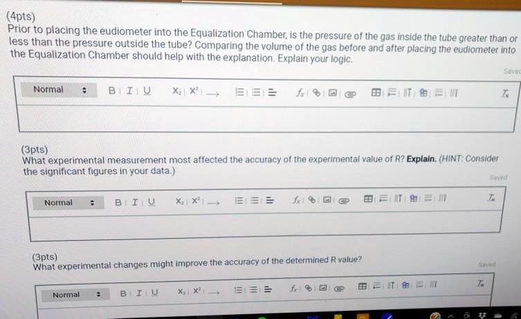 4pts prior to placing the eudiometer into the equalization chamber is ...