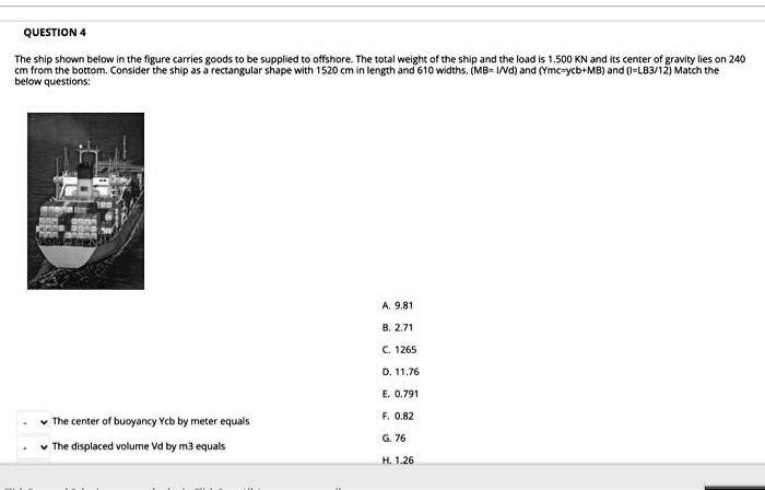 question4 the ship shown below in the figure carries goods to be ...