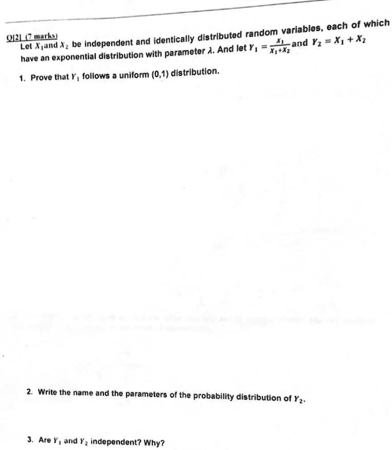 SOLVED:random variables, each of which QZL WkJ be independent and Identically distributed and Yz ...