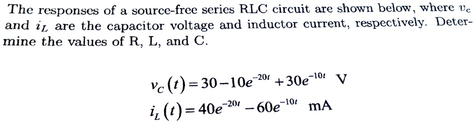 The responses of a source-free series RLC circuit are shown below ...