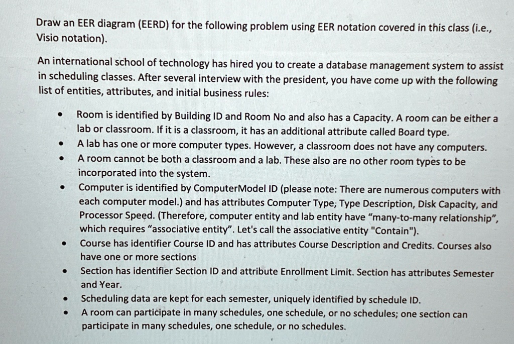 draw an eer diagram eerd for the following problem using eer notation ...