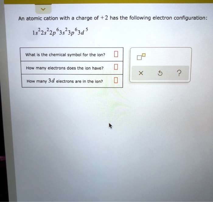 An Atomic Cation With A Charge Of 2 Has The Following Electron Configuration 1822822p63s23p63d