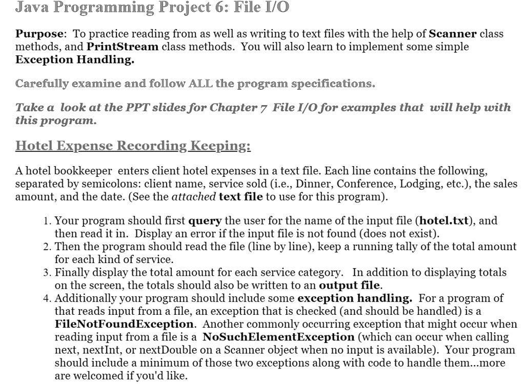 Help in java please java programming project 6 file io...