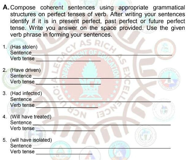 SOLVED: A. Compose coherent sentences using appropriate grammatical ...