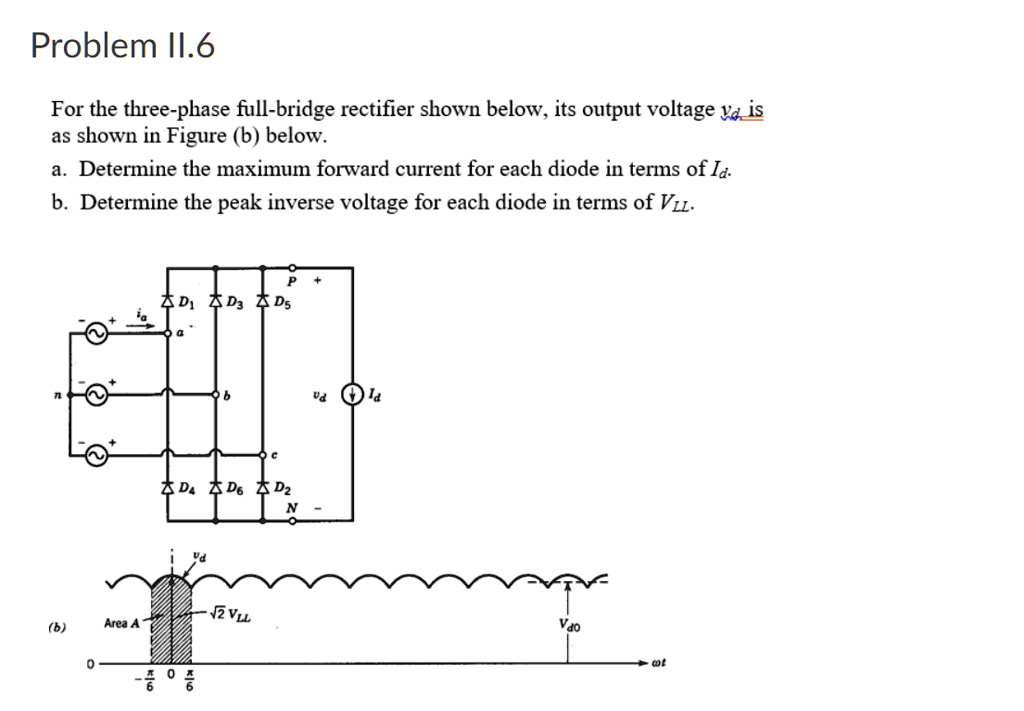 SOLVED: Problem I1.6 For the three-phase full-bridge rectifier shown below, its output voltage ...