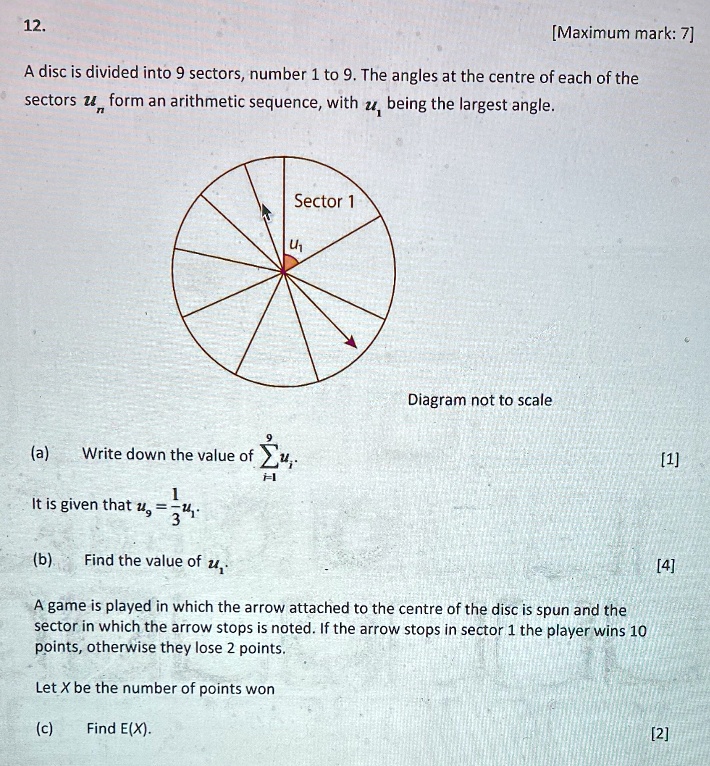 12 maximum mark 7 a disc is divided into 9 sectors number 1 to 9 the ...