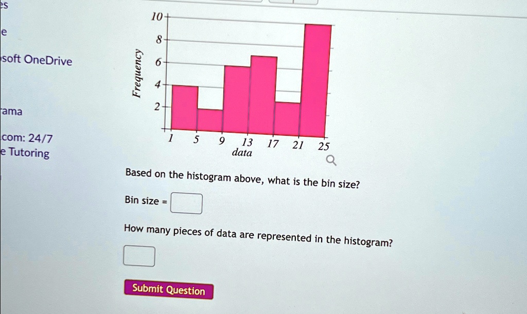 Frequency 10 8 6 4 2 1 5 9 13 17 21 25 data Based on the histogram ...