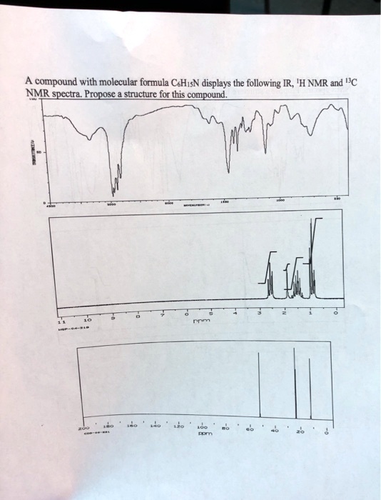 SOLVED: Compound with molecular formula CH3N displays the following IR ...