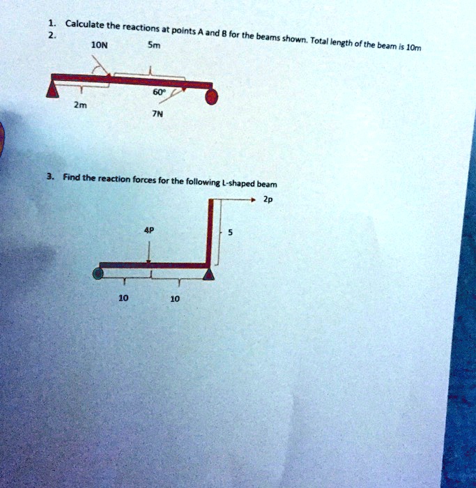 SOLVED: Calculate the reactions at points A and B for the beams shown. The total length of the ...