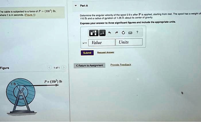 SOLVED: The cable is subjected to a force of P = 10 lb. Here, t is in seconds. (Figure 1 ...